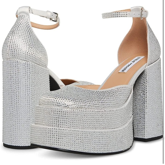 Steve Madden | Shoes | Steve Madden Charlize Silver Rhinestone Platform ...
